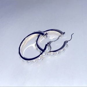 Jewelry | Pearl Hoops | Poshmark